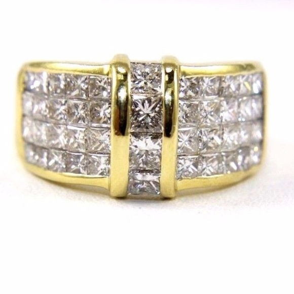 Jewelry | Princess Cut Invisible Diamond Ring 18k Yg 25ct | Poshmark